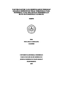Faktor-Faktor Yang Berpengaruh Terhadap Kejadian Hipertensi Tidak Terkendali Pada Penderita Yang ...